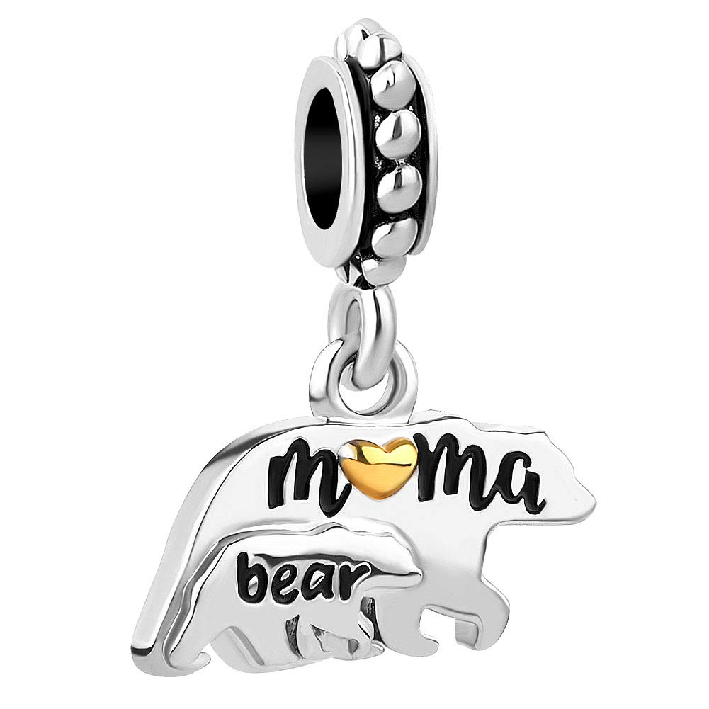 LovelyJewelry Mama and Baby Bear Charms Sweet Family Bead for Mom
