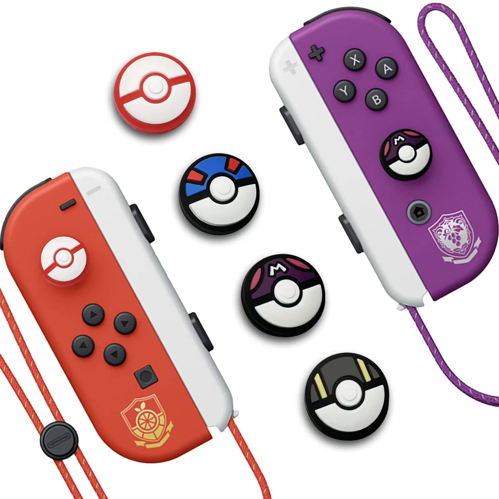 Silicone Joycon Thumb Grip Caps, Joystick Cover Compatible with Nintendo Switch/OLED/Switch Lite,4PCS(White+Gray+Purple+Blue)
