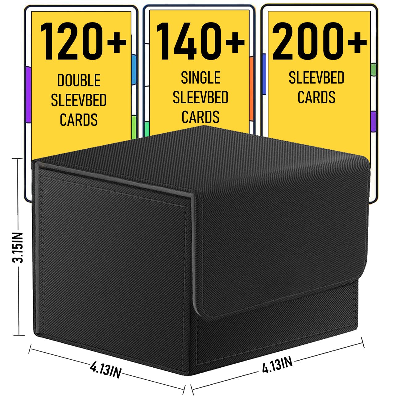 Scimi Commander leather Deck Box, designed specifically for Magic: The Gathering (MTG) and Trading Card Game (TCG) enthusiasts, hold over 100 sleeved cards (Black)
