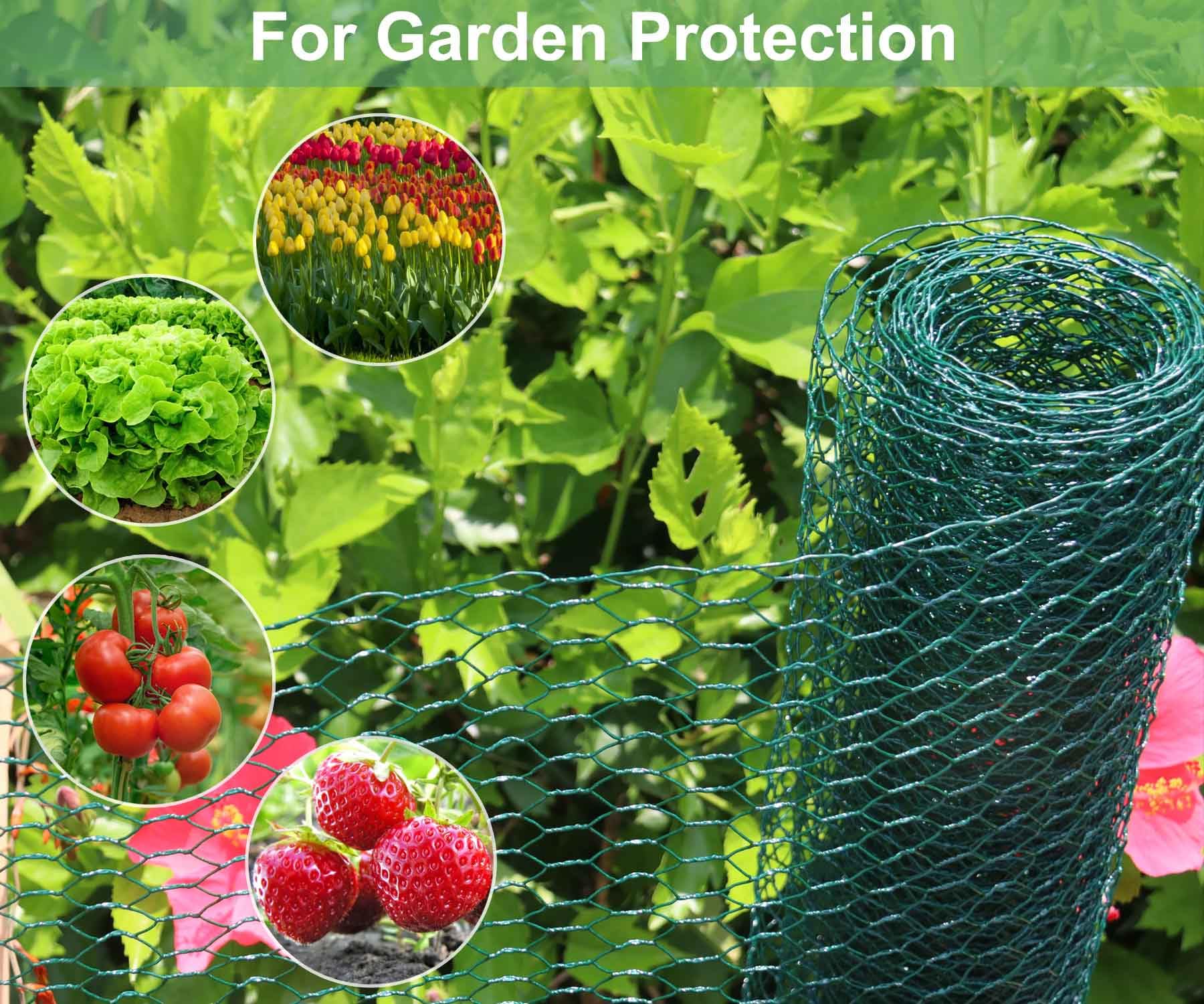 Mklsit Chicken Wire for Floral Arrangements, 15.7 x 157 Inches Green Floral Chicken Wire Mesh, 0.6 Inch Hexagonal Galvanized PVC Coated Chicken Wire Netting Fence for Crafts Poultry Garden