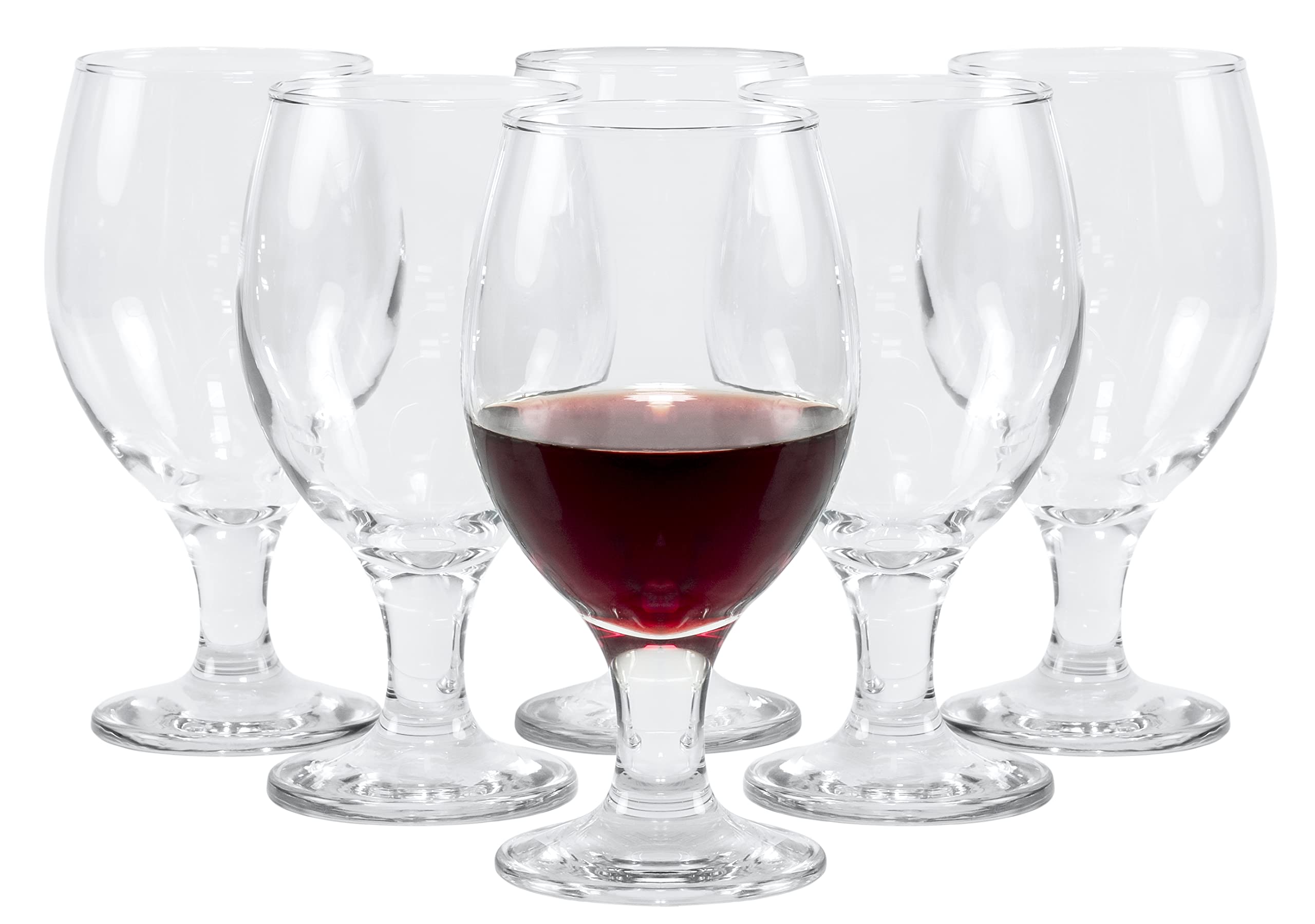 Red Co. Belluno Classic Clear Glasses for Water, Juice, Liquor - Wine Goblets - Set of 6 (13.5 Ounces)