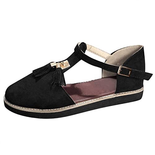 sckarle Women Espadrille Platform Sandals Cutout Breathable Ankle Straps Casual Summer Closed Toe Wedges Sandals