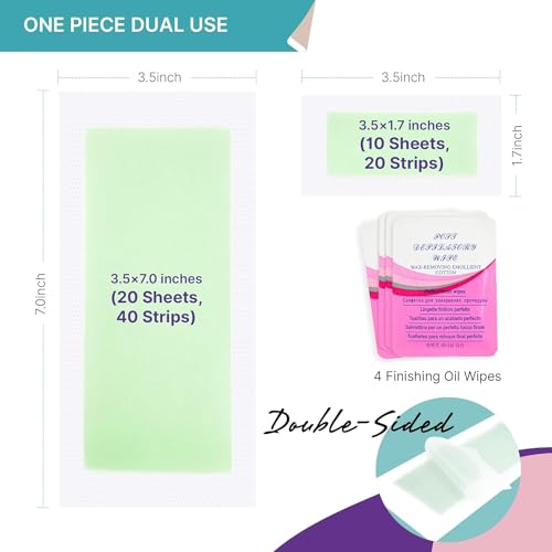 Wax Strips Hair Removal for Women: ELIAGLOW 40 Waxing Strips Dual Sides & 4 Calming Oil Wipes