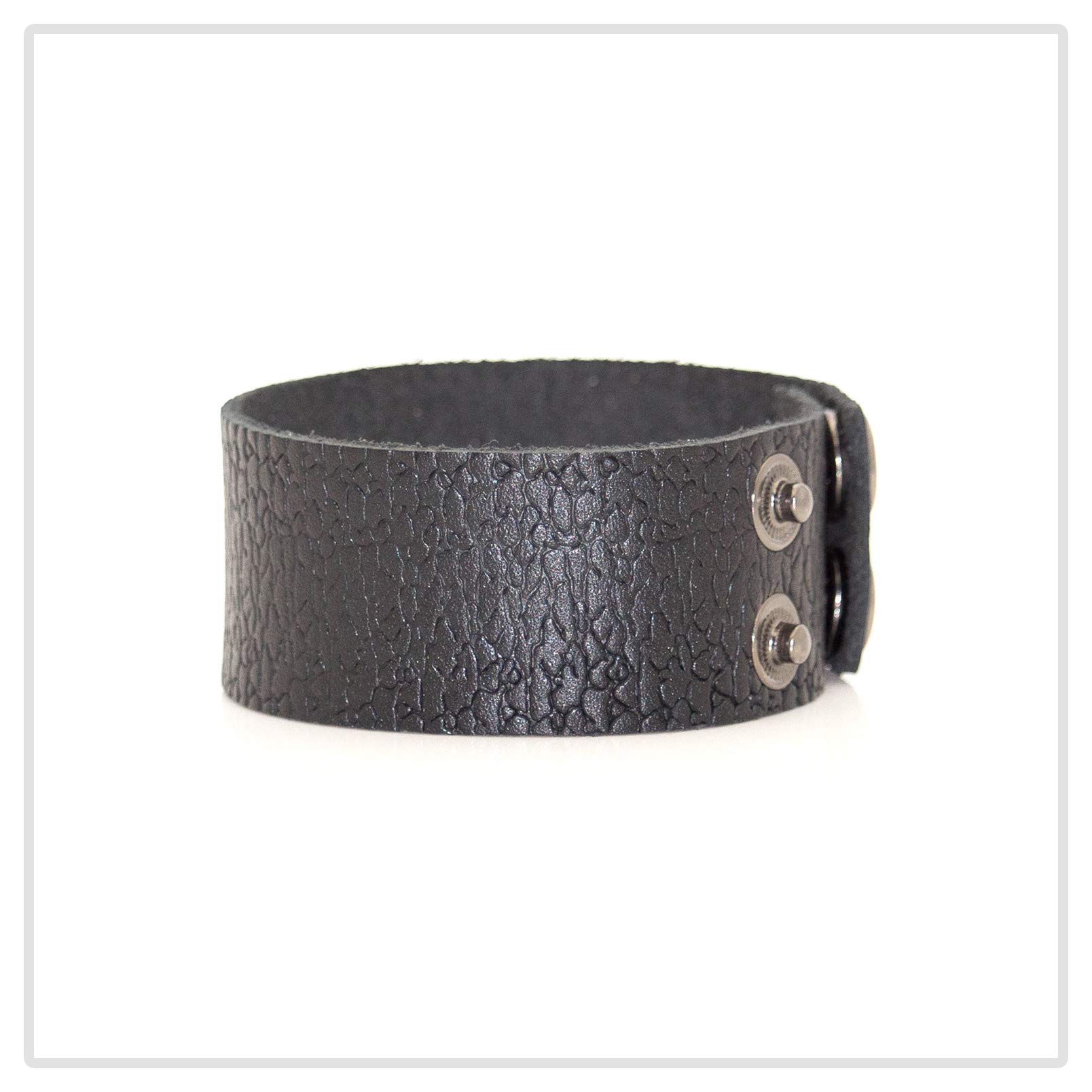 Mgutillart Punk Vintage Metal Buckle Bracelet Wide Leather Cuff Bracelet(Black)