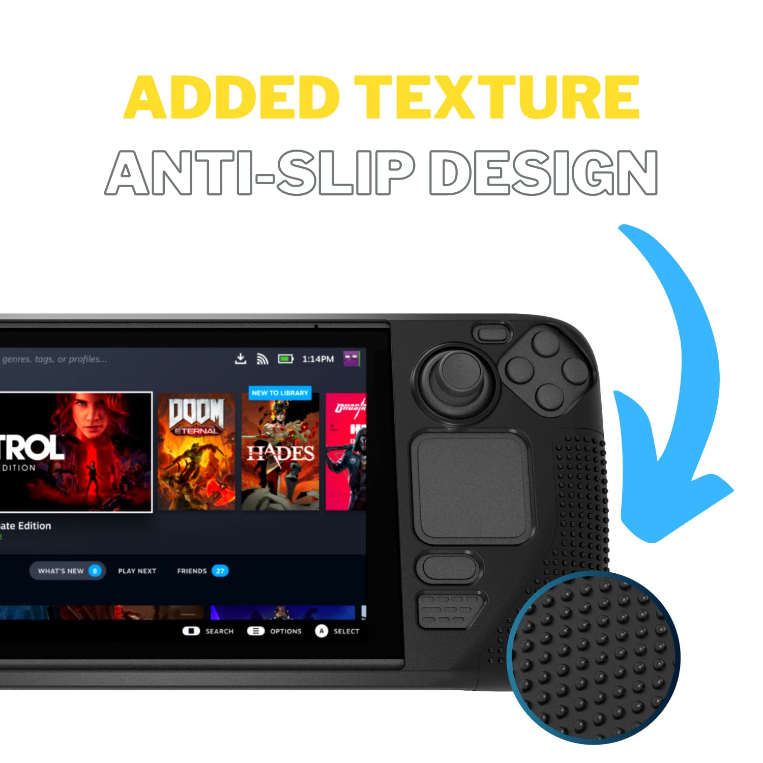 Silicone Skin for Steam Deck Gaming Console PC Protective Kits SteamDeck, Anti Slip Rubber Soft Cover, Shock Absorption