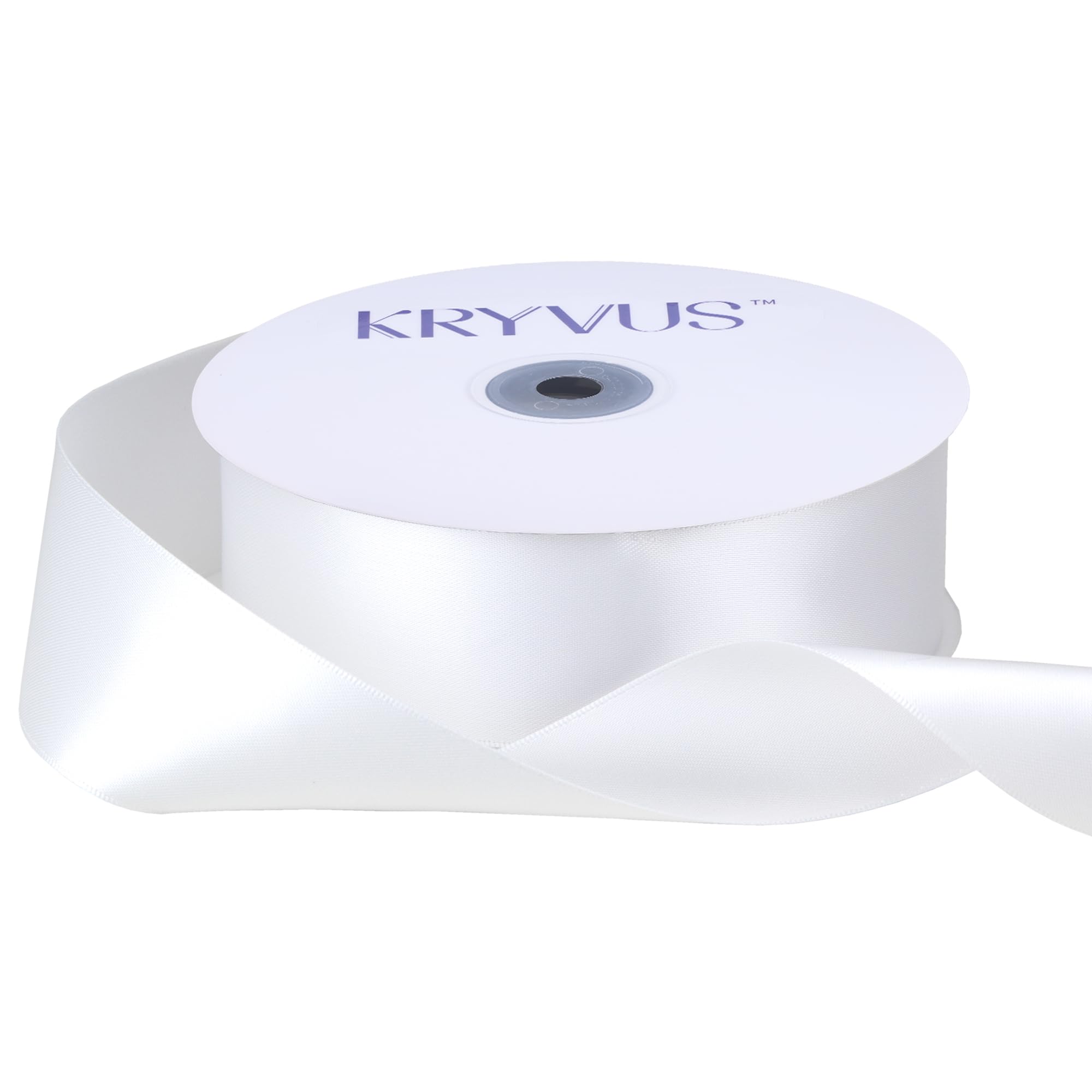 KRYVUS Double Faced 4" White Polyester Satin Ribbon 5 Yards Use for Bows Bouquet,Christmas Gift Wrapping,Floral Arrangement
