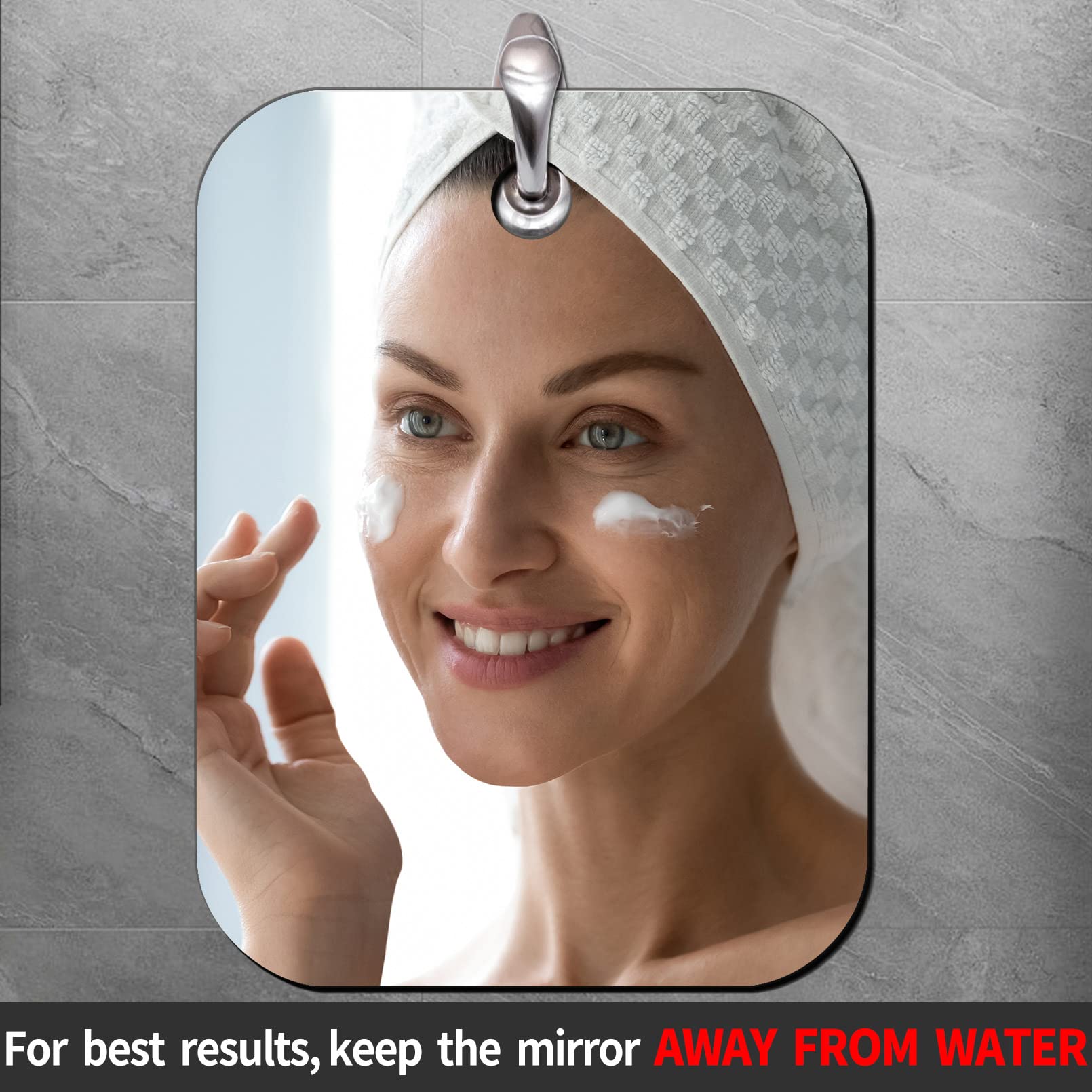 SHATTER MIRROS 2 Pack Shower Mirror Fogless Shaving, 8''x6''Medium Wall Camping, Frameless Portable Hanging Travel Mirrors, Handheld Locker, Makeup Plastic, Anti Fog Free Shave, Bathroom, Silver