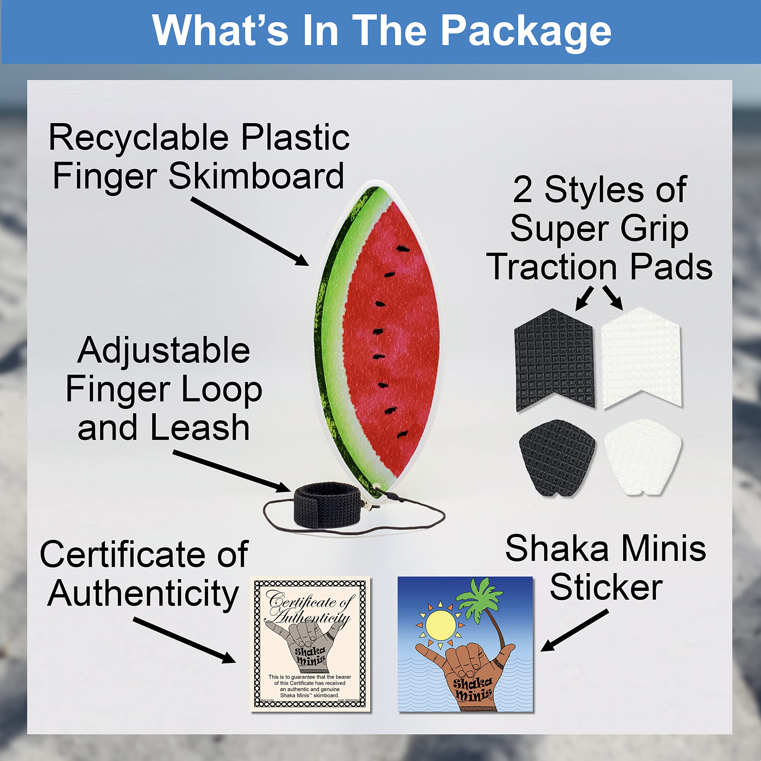 Shaka Minis Finger Skimboard | Finger Surfboard - Skim and Surf The Wind, Waves and Almost Anywhere (Watermelon)
