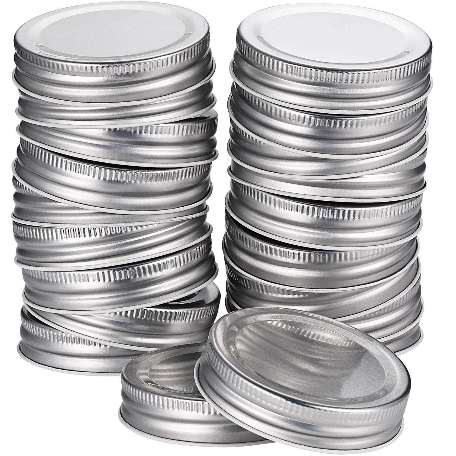 Pangda 24 Pack Mason Jar Lids Regular Mouth Silicone Seals Leak Proof Secure Mason Storage Solid Caps