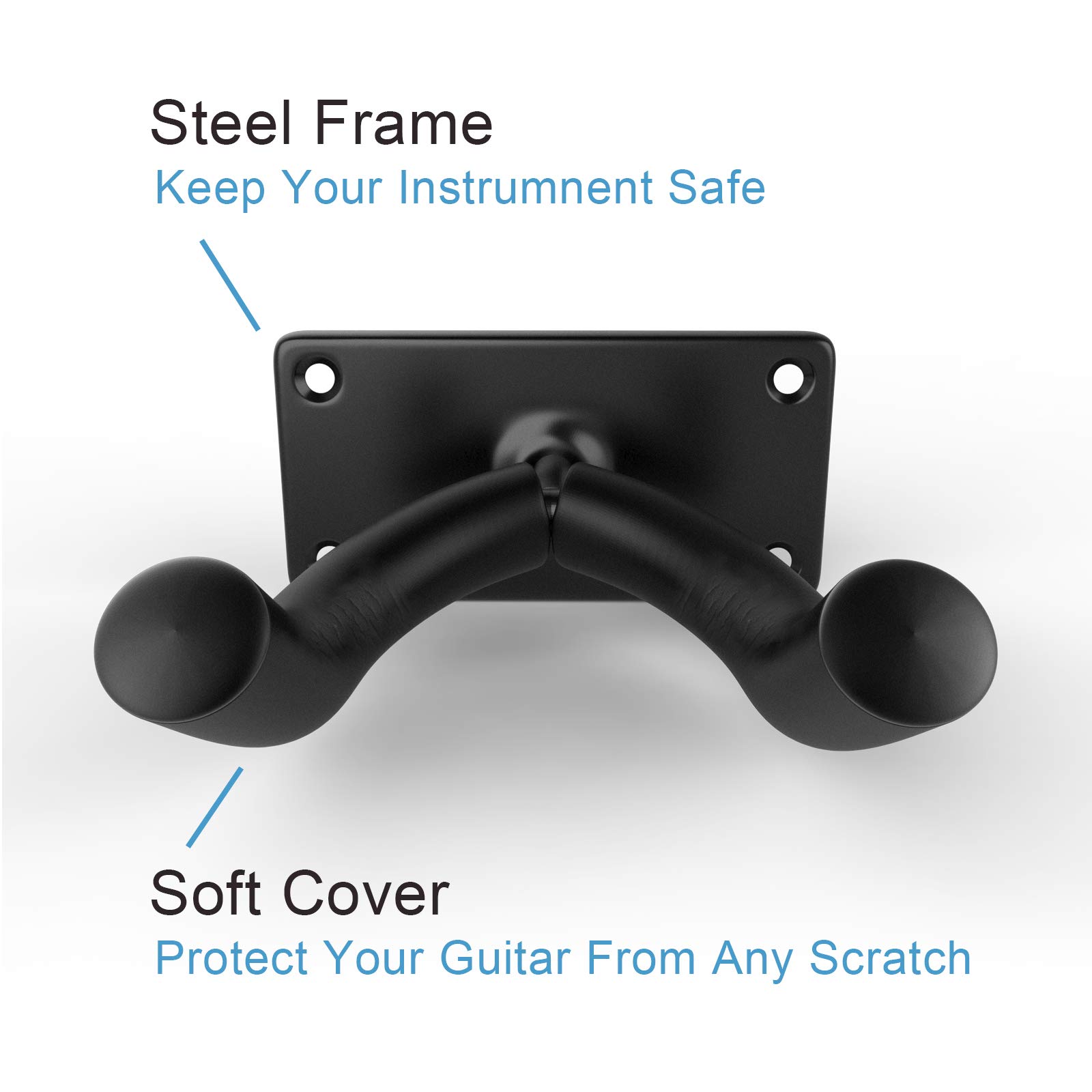 N - A 2-Pack Guitar Wall Hanger,Metal Guitar Hook,Wall Hook Holder Standfor All Size Guitars Bass Mandolin Banjo Ukulele Acoustic and Electric Guitars Classical Guitar and All String Instruments