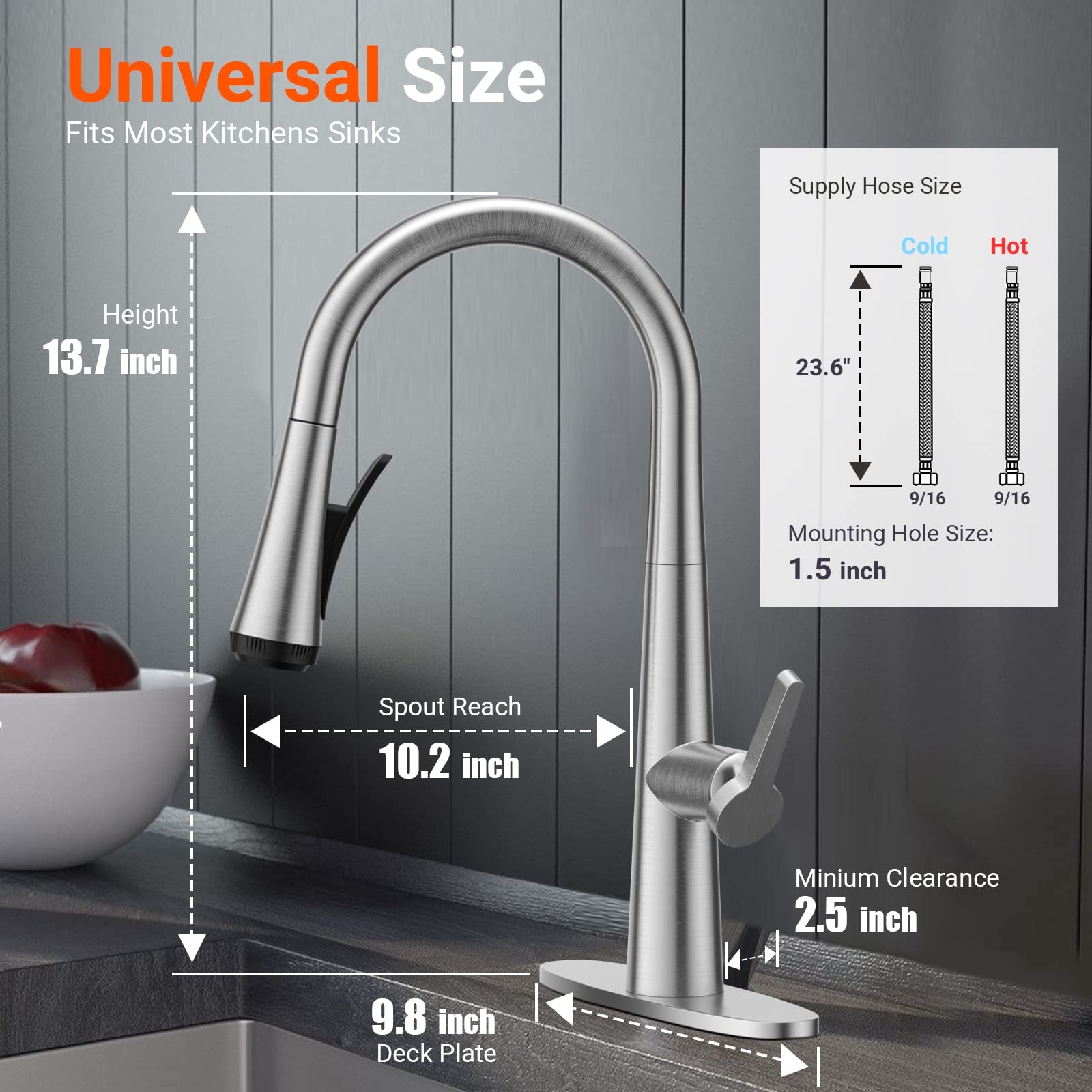 Kitchen Sink Faucet, LEPO Kitchen Faucets with Pull Down Sprayer and Sink Soap Dispenser Brushed Nickel, 4 Function High Arc Single Handle Faucets with Soap Dispenser for Kitchen Utility RV Bar