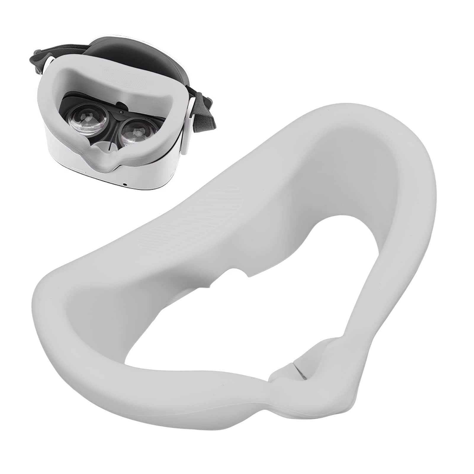 Silicone VR Face Cushion, Silicone VR Face Pad Comfortable Perfectly Fit Light Blocker Washable Sweat Proof for Gaming (White)