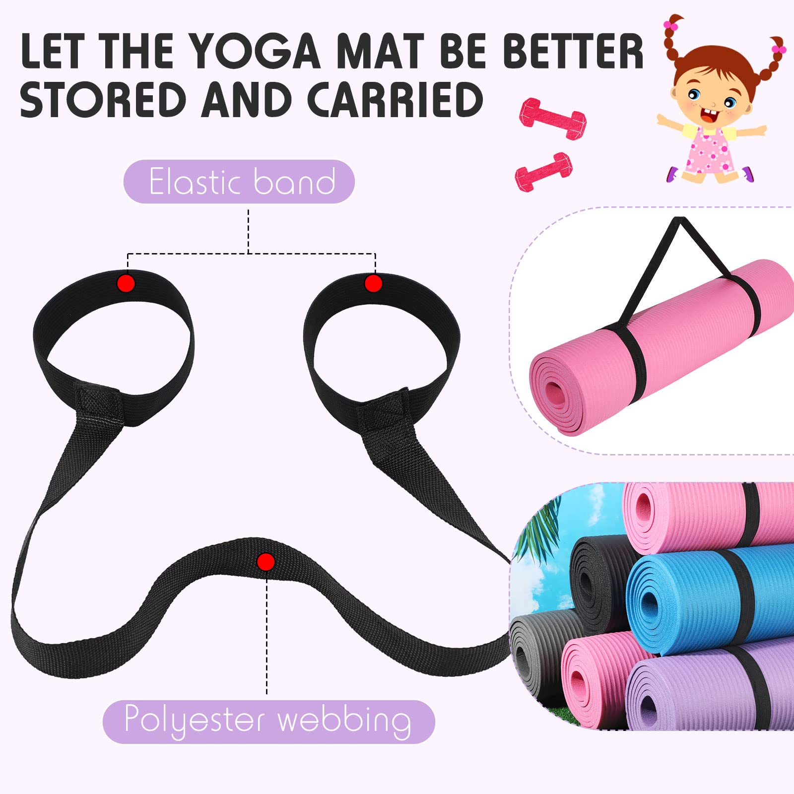 Riakrum 10 Pcs Yoga Mats Bulk 72 x 24 x 0.3 Inch Thick Exercise Mats Non Slip Mat Gym Mats Bulk for Yoga, Pilates, Workout, Stretching