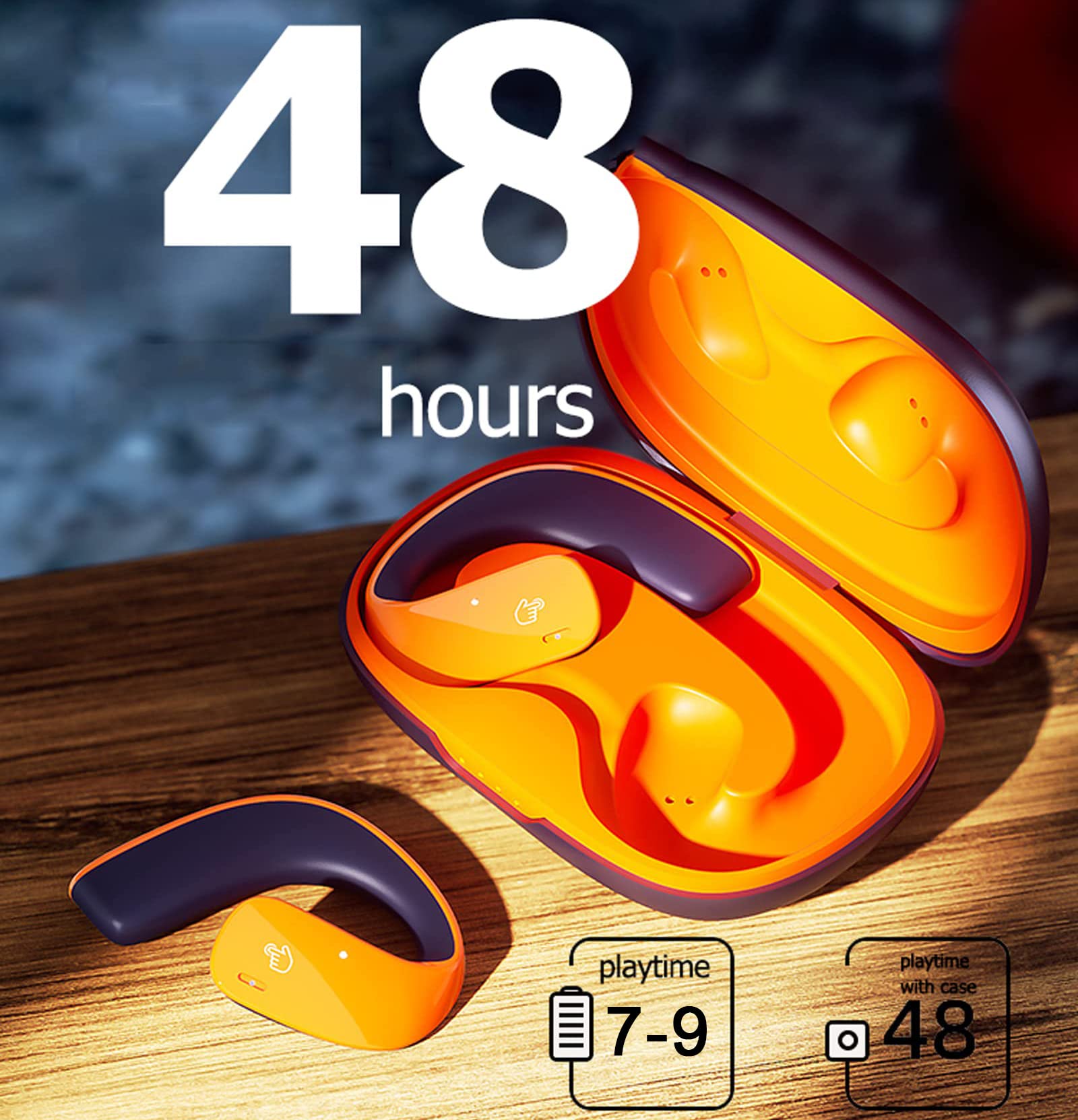 Wireless Over Open Ear Earbuds with Earhooks Wireless Bone Conduction Headphones Head Set Bluetooth Bone Conduction Headset Earbuds Induction Earphones Bone Conducting Open Ear Headphones Outer Ear