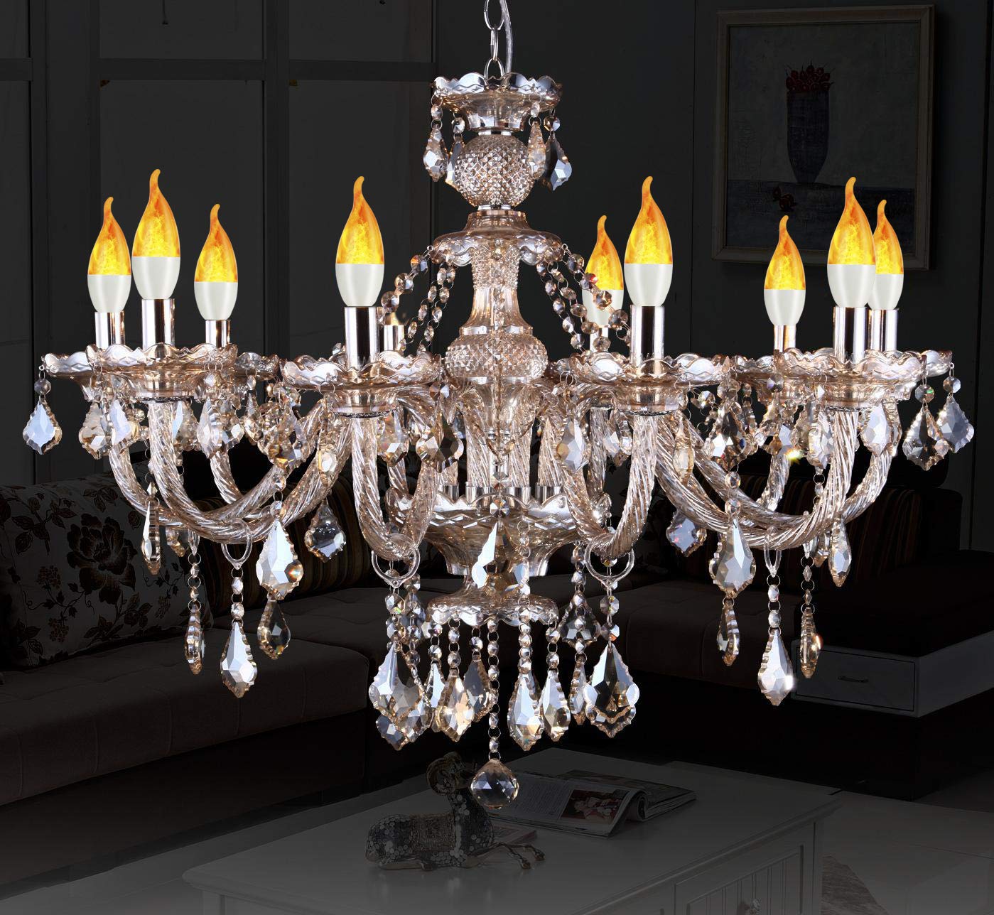 LED VIVID FLAME-LED Flame Bulb Flame Effect Light with UL Certification for E12 Base Chandelier Light Candle Light Bulbs LED Flickering Bulbs for Cafe/Garden/Hotel/Party/Bar(1 Pack)