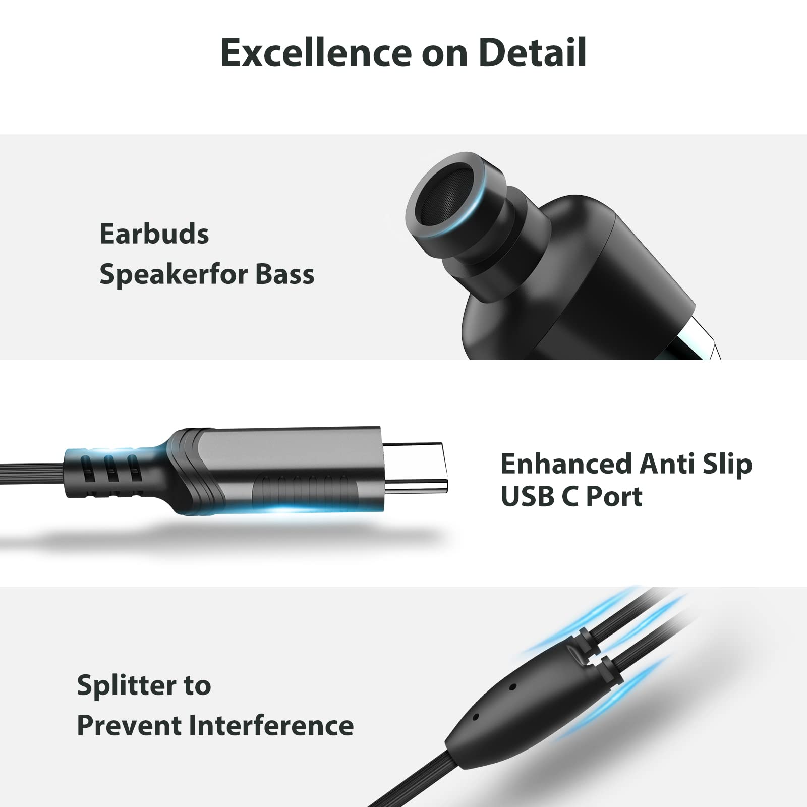 Jiunai USB C Headphones for iPhone 15 Pro, Magnetic Attached in-Ear Stereo Type C HiFi Digital Wired Earbuds with Mic Noise Reduction Earphone for MacBook Samsung Galaxy S23 Z Flip 5 iPad Pixel 8 Pro