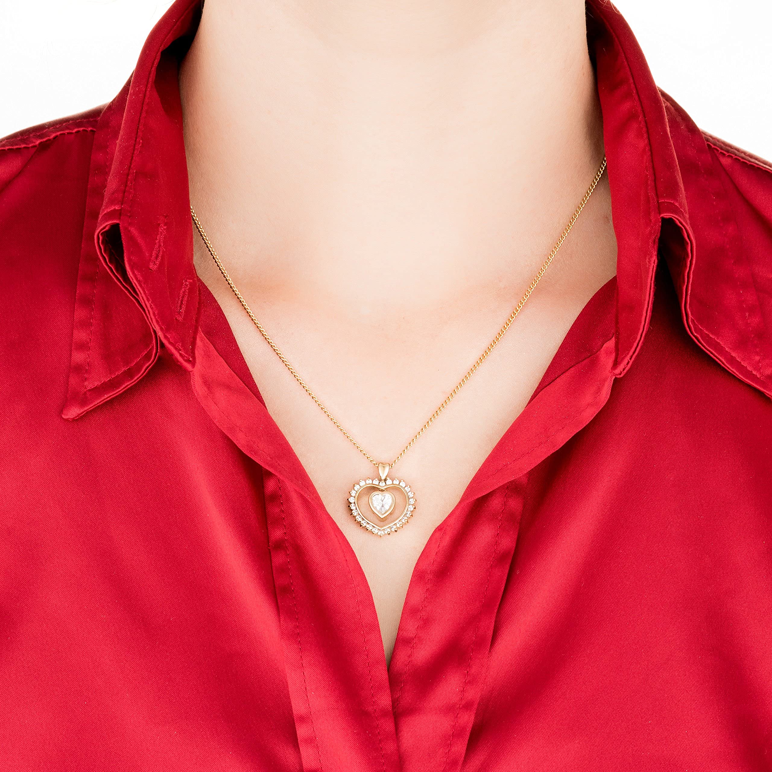 LIFETIME JEWELRY Cubic Zirconia Dangle Heart Pendant Necklace 24K gold plated