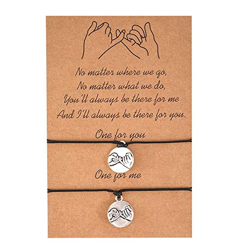 NA Pinky Promise Bracelets Distance Matching Friendship Bracelets Gift for Friend Mother Couple Family Women Teen Girls (Q-promise)
