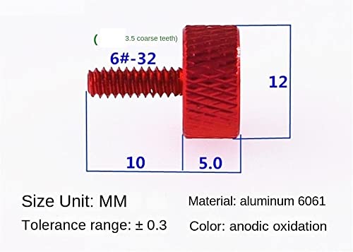 Screw 6#-32 * 10mm Aluminum Alloy Hand Twisted knurled Color Computer Drone Box DIY Side Panel Hard Drive Graphics Card Screws (Color : Golden)