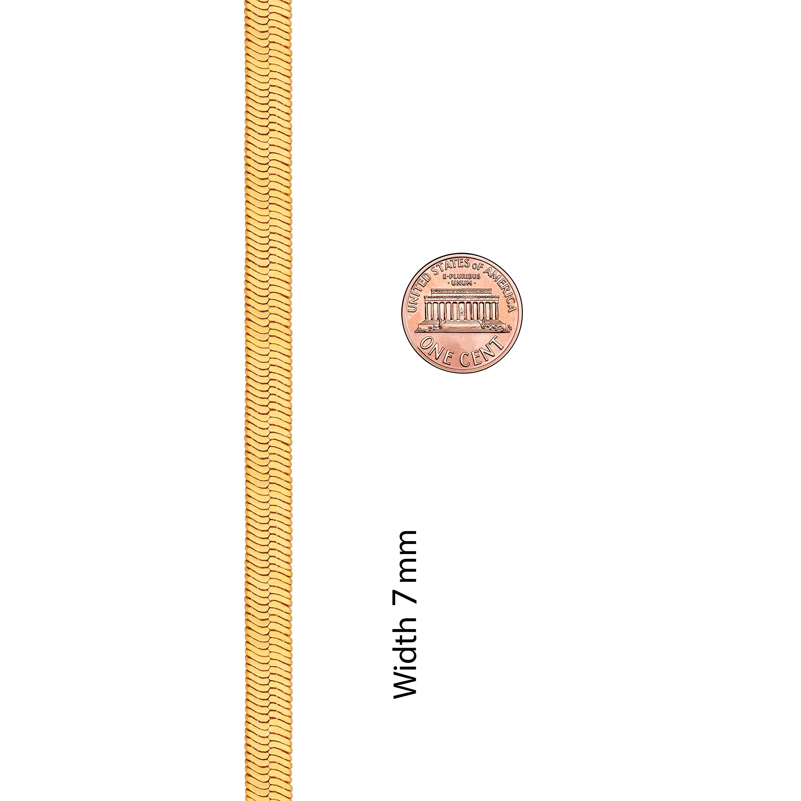 LIFETIME JEWELRY 7mm Flexible Herringbone Chain Necklace 24k Real Gold Plated (20 inches, Gold)