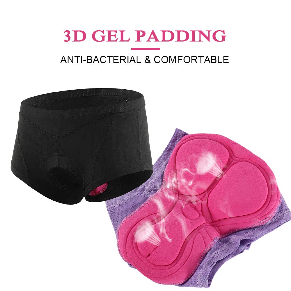 Lixada Cycling Shorts 3D Padded MTB Bicycle Bike Shorts Breathable Quick Dry Shorts (Purple-Women, Medium)