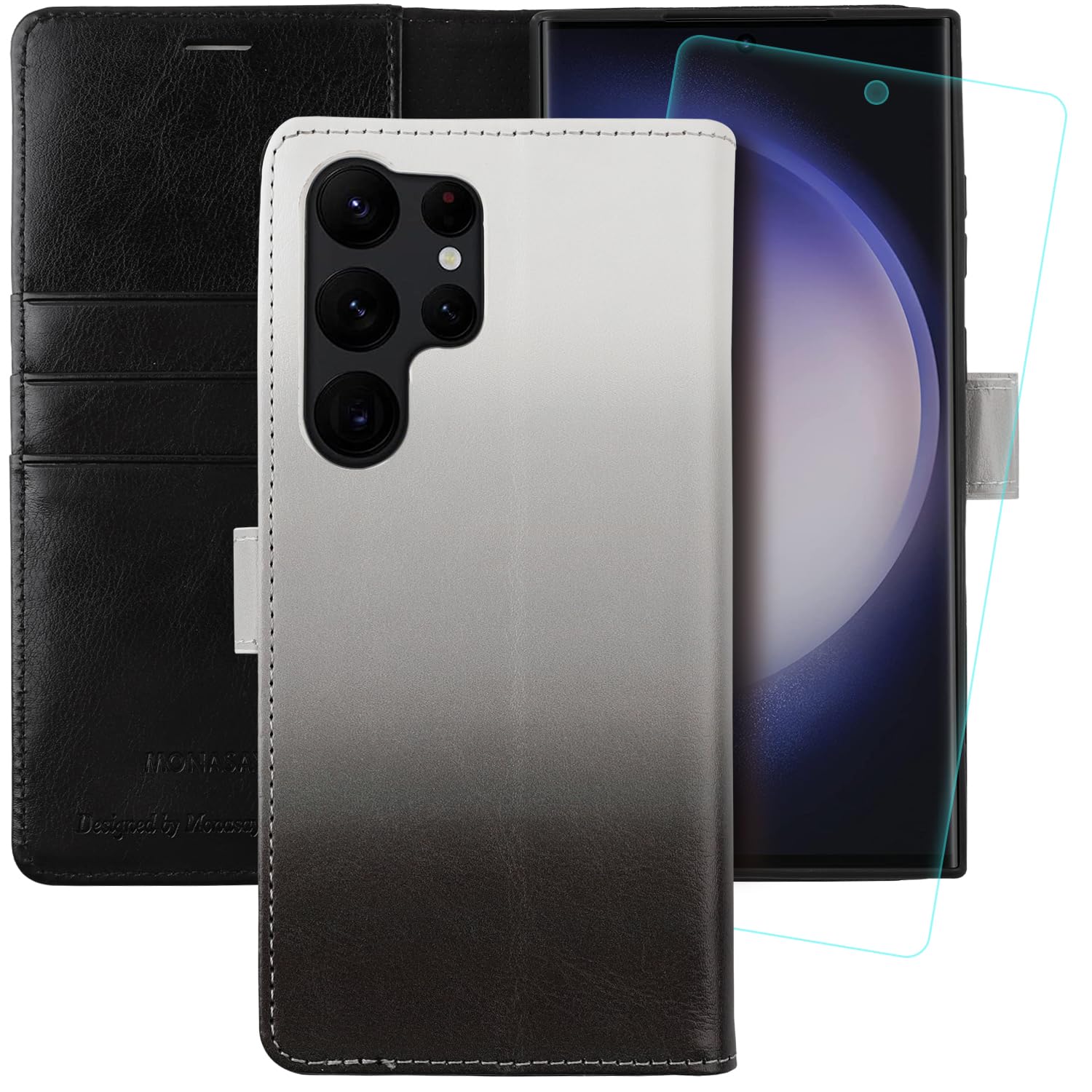 MONASAY Wallet Case Compatible for Galaxy S23 Ultra 5G,[RFID Blocking] Flip Folio Leather Cell Phone Cover with Credit Card Holder, 6.8 inch, Dreamlikes
