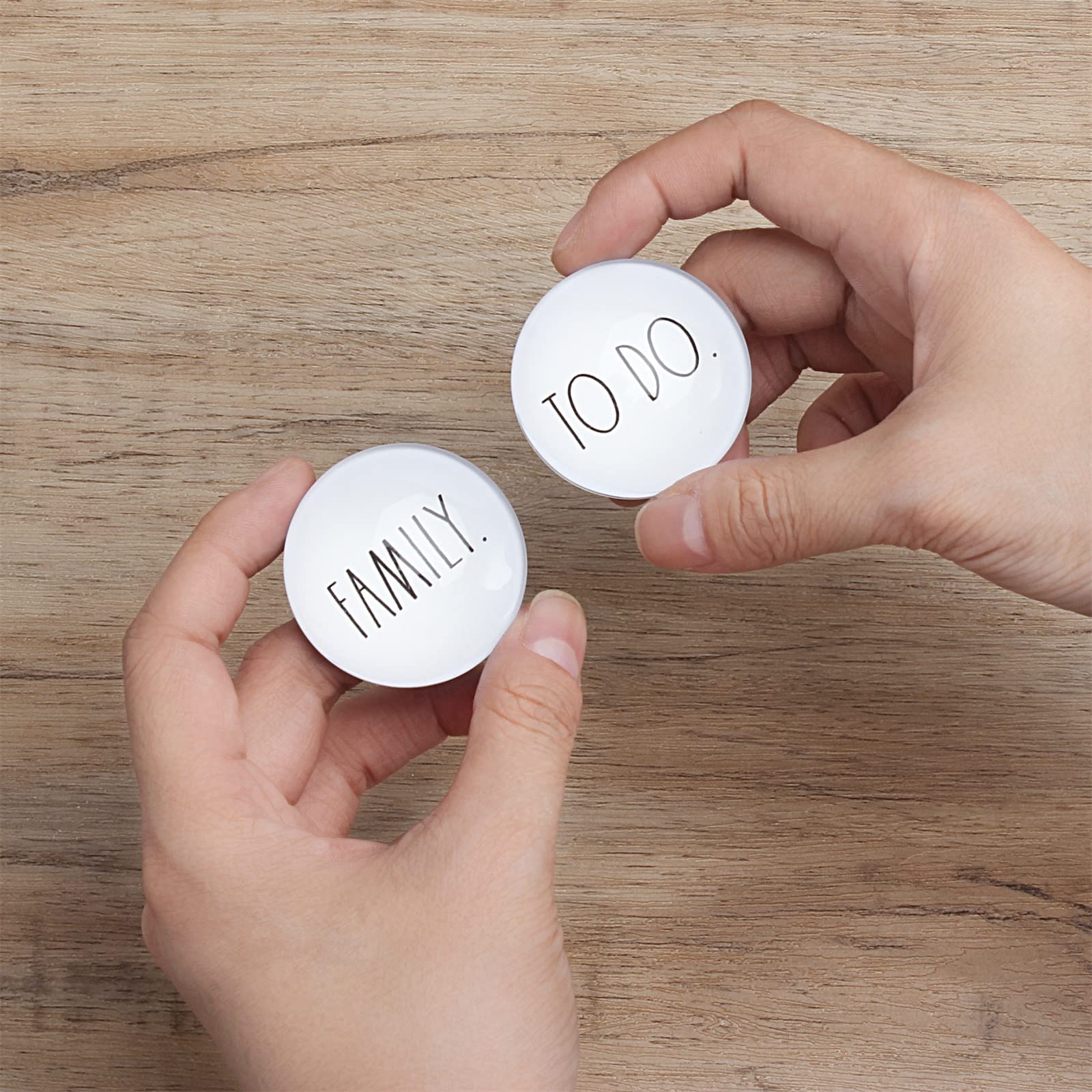 Rae Dunn Decorative Fridge Magnets β 9 Piece Cute Glass Magnets for Refrigerator β Magnets for Office Kitchen Magnets for Locker - Inspirational Magnets for Home and Family (White)
