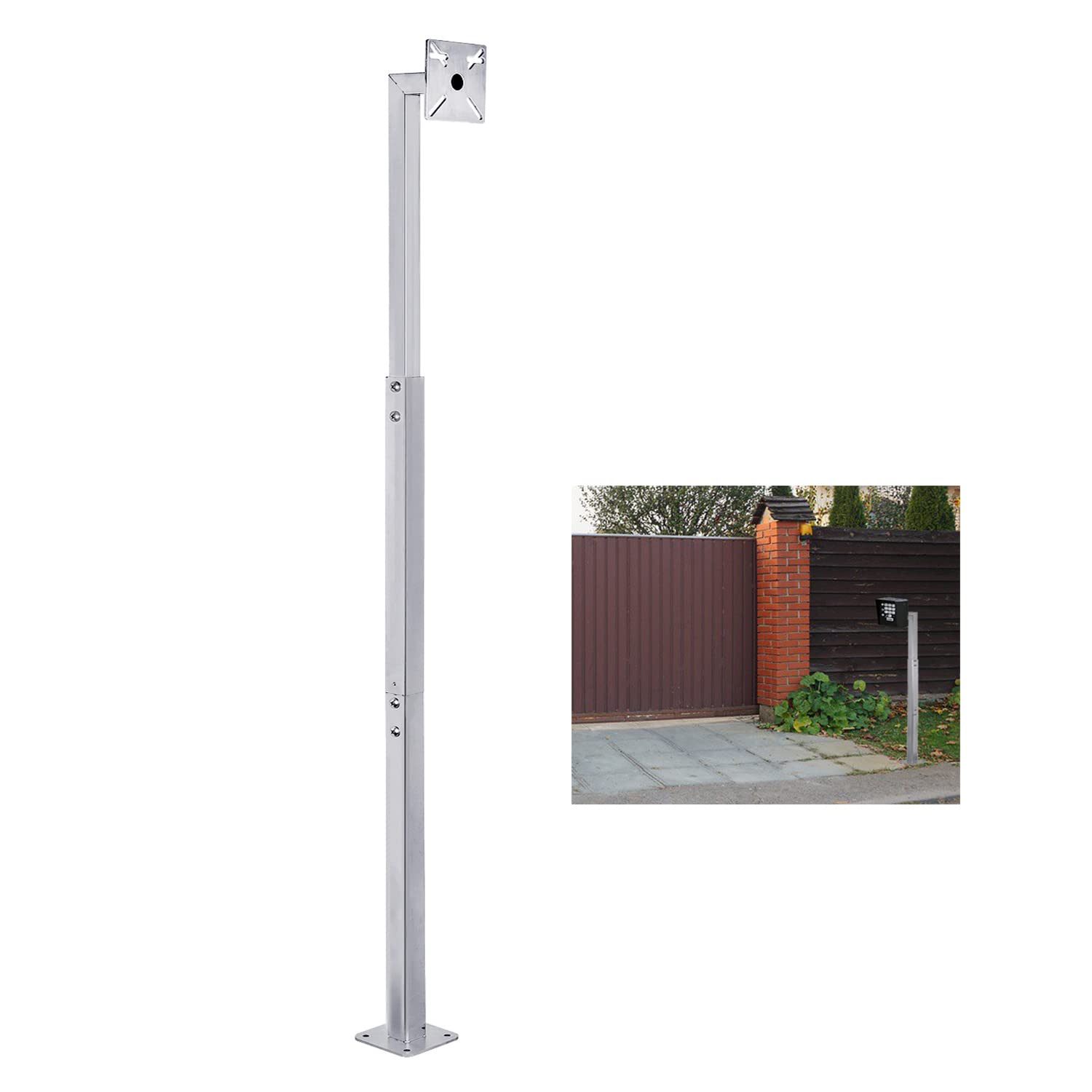 Wdwlbsm Adjustable Keypad Mounting Post Universal Gooseneck Stand Keypad Pedestal Mount for Keypads on Automatic Gate Opener Systems,40 Inch Stainless Steel
