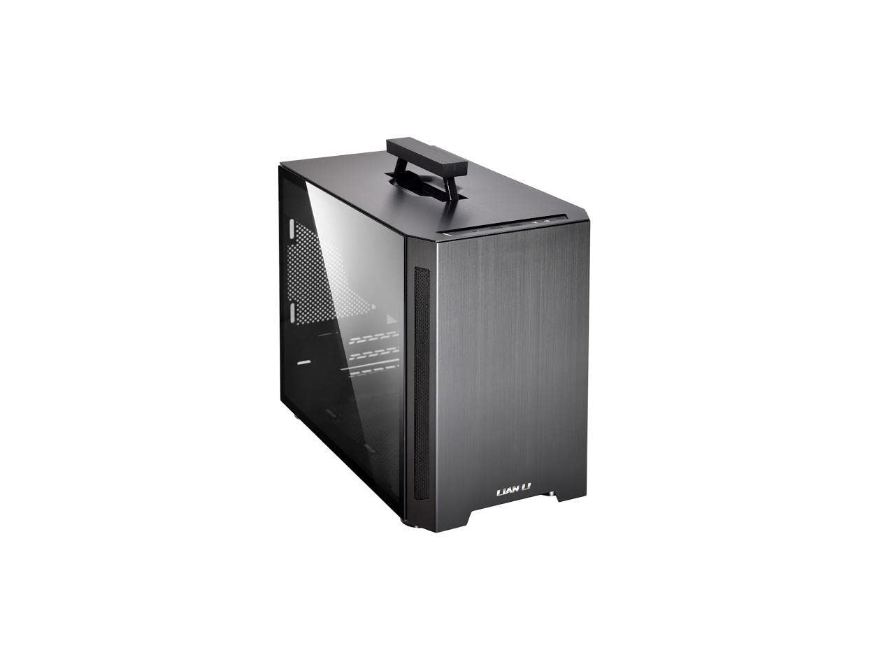 LIAN LI TU150 Aluminium Tempered Glass ITX case -Black Color -TU150WX, Case Only