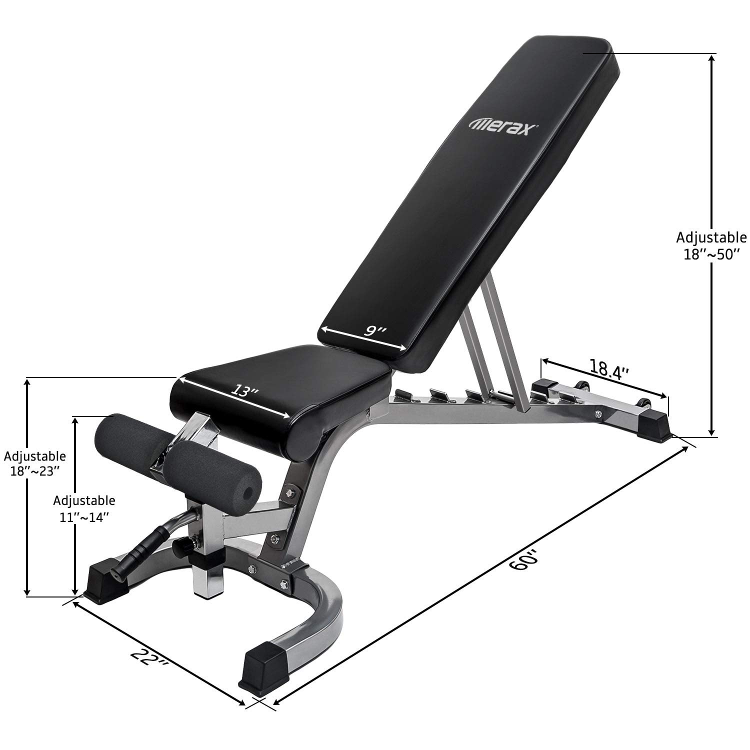 Merax Deluxe Foldable Utility Weight Bench Adjutable Sit Up AB Incline Bench Gym Equipment (Black)