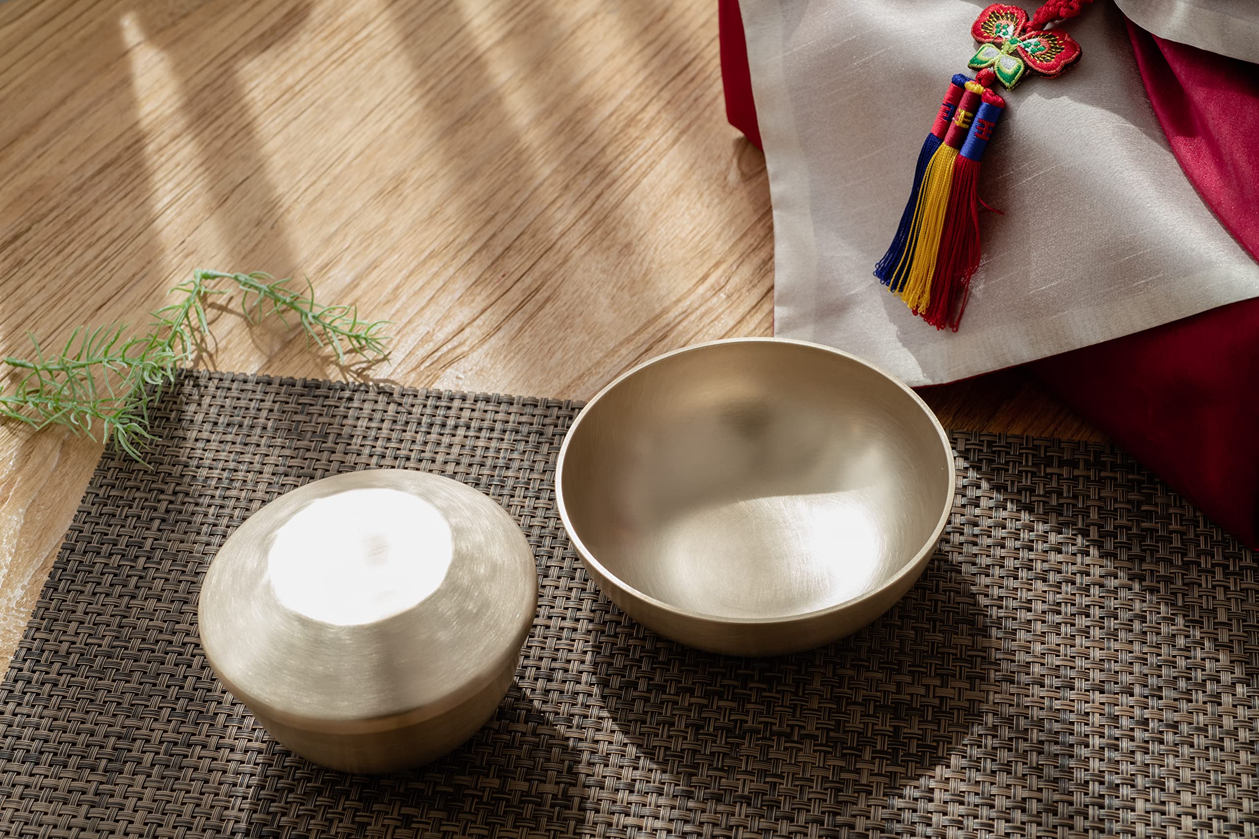 Premium Brassware Rice Bowl Soup Bowl Set Korean Traditional Handmade Tableware BANGJJA YUGI Dinnerware, Bronze