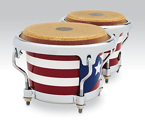 Latin Percussion LPMC Mini Tunable Puerto Rican Flag Wood Bongos (LPM199-PR)