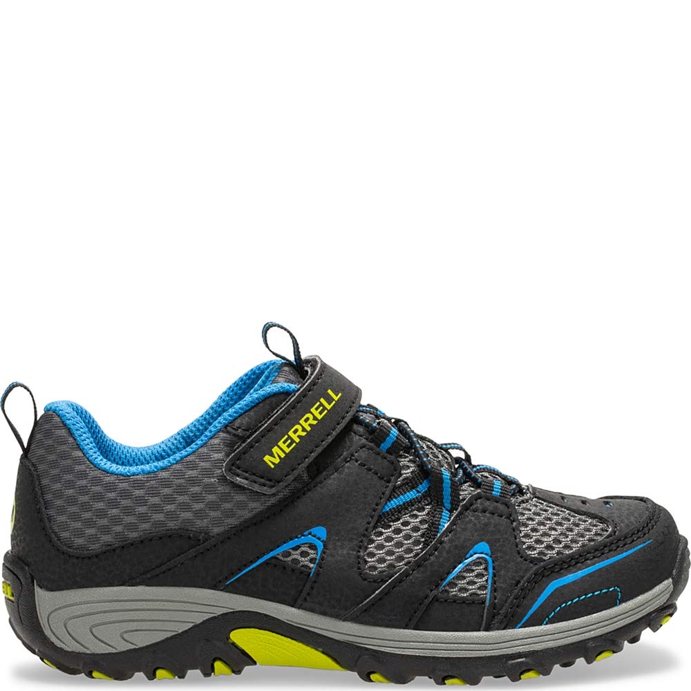 Merrell Boys' Trail Chaser Hiking Sneaker, Black/Blue, 4.5 Wide Big Kid