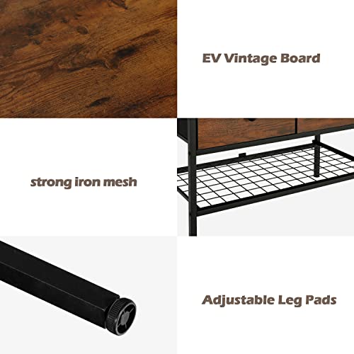 YIGOBUY Free Standing Coat Rack Hall Tree with Industrial Garment Rack with Shelves Drawers and Hooks, Small Clothes Rack for Bedroom, Living Room,Entryway Rustic