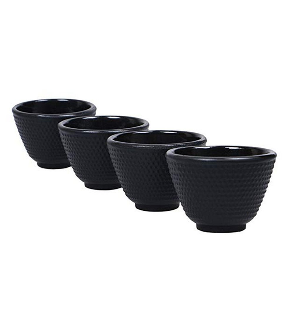 Rluii Japanese Cast Iron Tea Cup Teacup/Black Hobnail (2pcs)