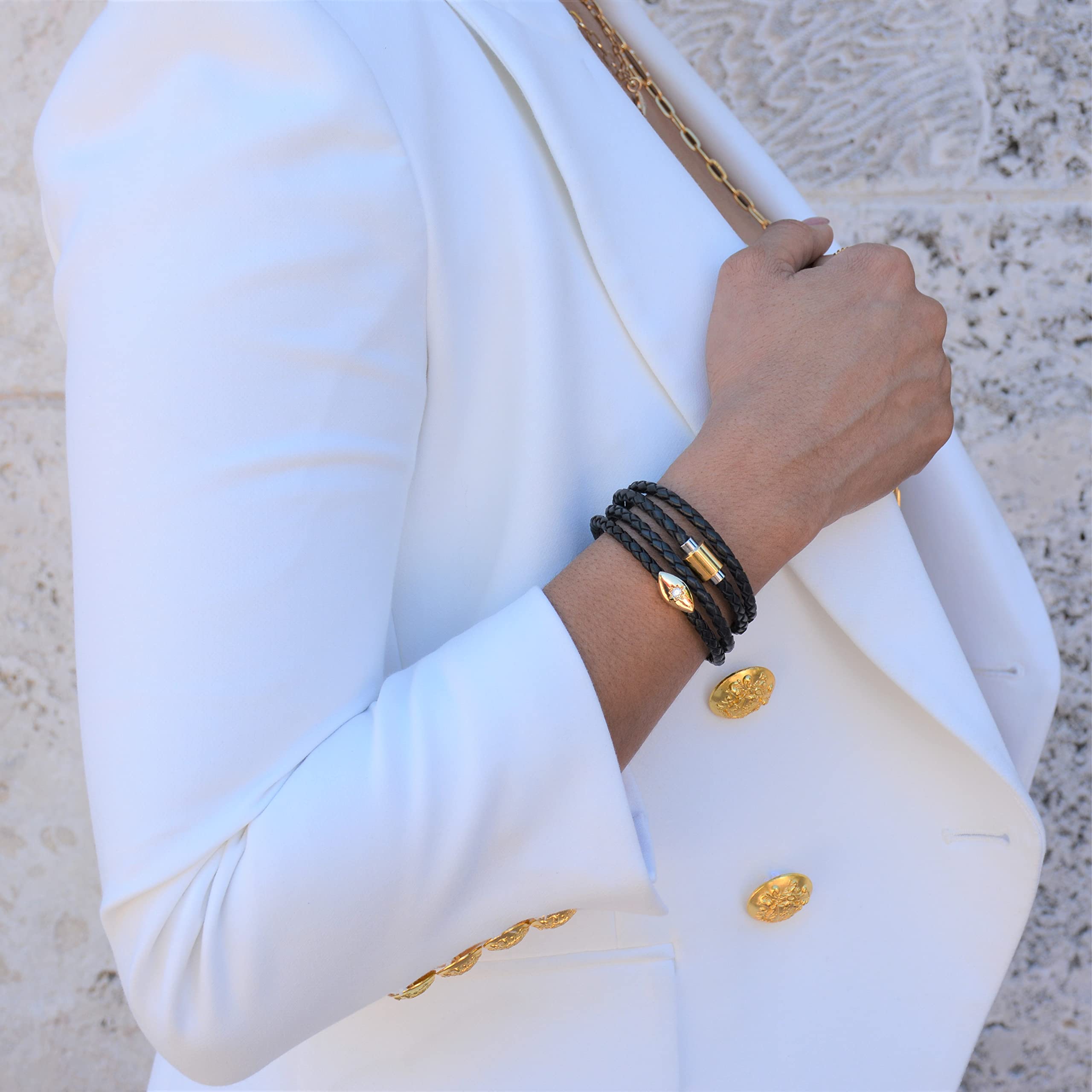 Leather Wrap Bracelets for Women - Quickly Layer our Boho Wrap Bracelets Using the Magnetic Clasp - Made in the USA our Beautiful Leather Wrist Bracelets for Women Make Great Gifts - Black