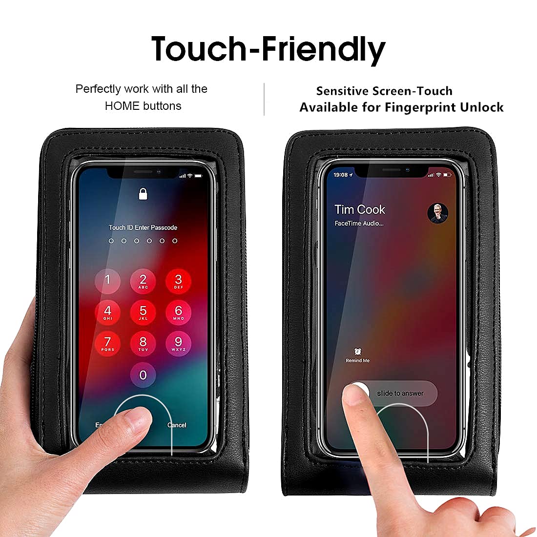 Lightweight touch screen bag purse PU Leather RFID Blocking Women Coin Purse Change Wallet Handbag with Adjustable Strap
