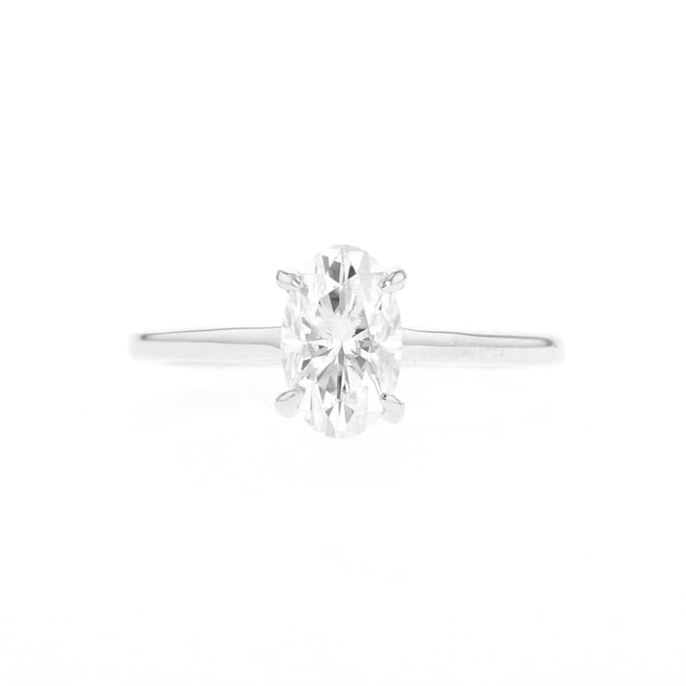 RITZIN Elongated Oval Cut 2 Carat White Moissanite Solitaire Engagement Rings in 925 Sterling Silver - 6