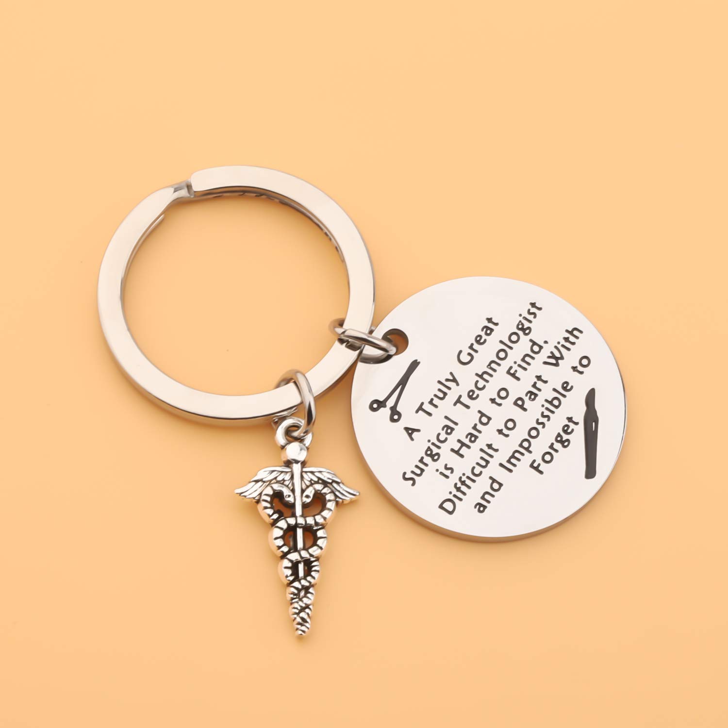 LQRI Surgical Technologist Gift Surgical Tech Keychain Gift A True Great Surgical Technologist is Hard to Find Keychain Medical Jewelry Surgical Nurse Doctor Gift(sliver)