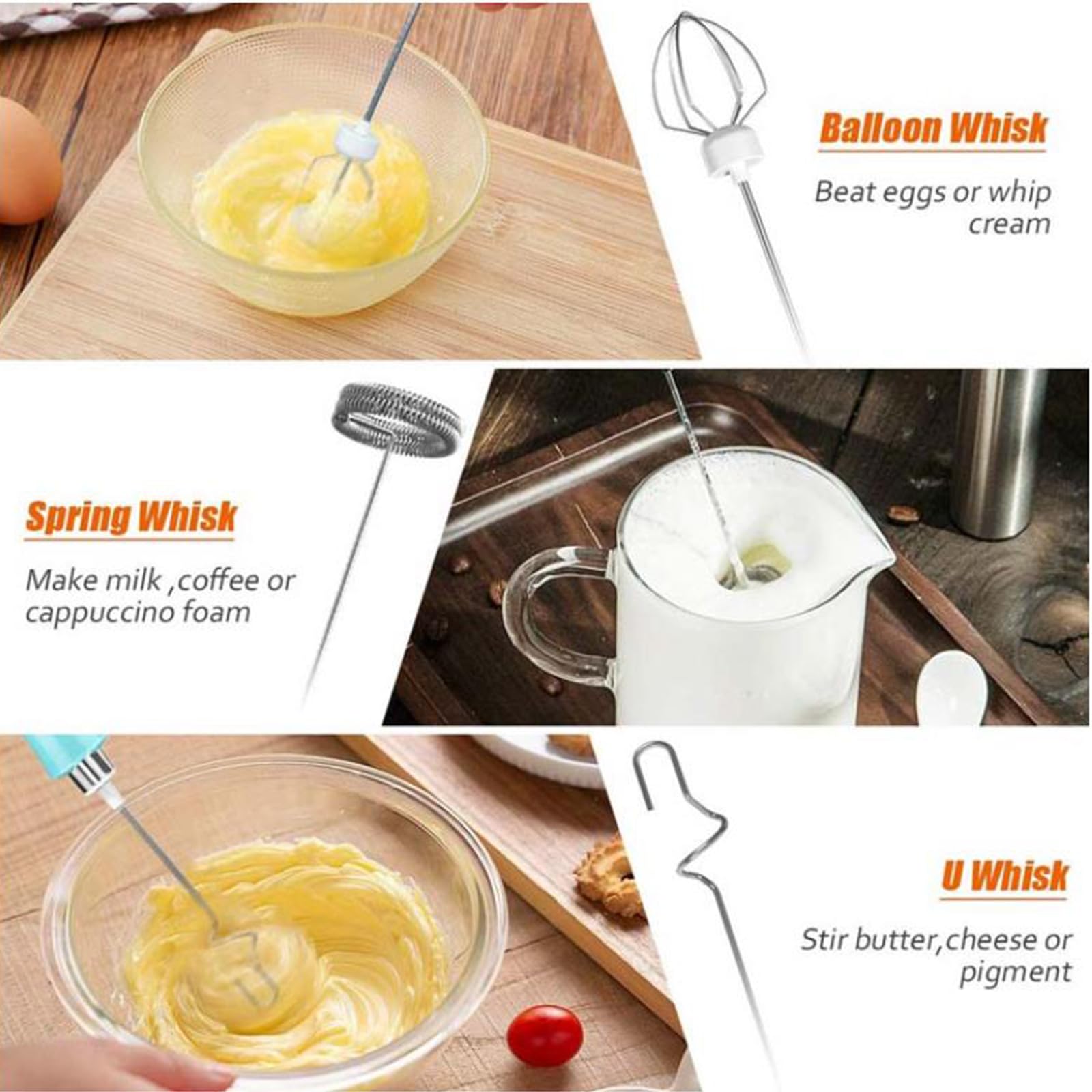 Milk Frother,3 Speeds Adjustable Two Charging Methods, 3 In 1 Handheld Electric Milk Frother,Suitable For Egg Milk Coffee (Black)