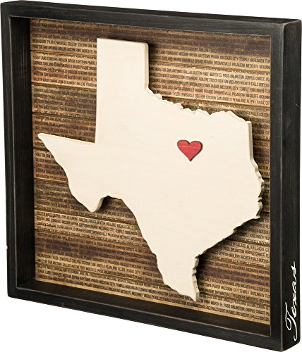 Primitives by Kathy 27787 Wanderlust Inset Box Sign, 16.5 x 15.5-Inches, Texas
