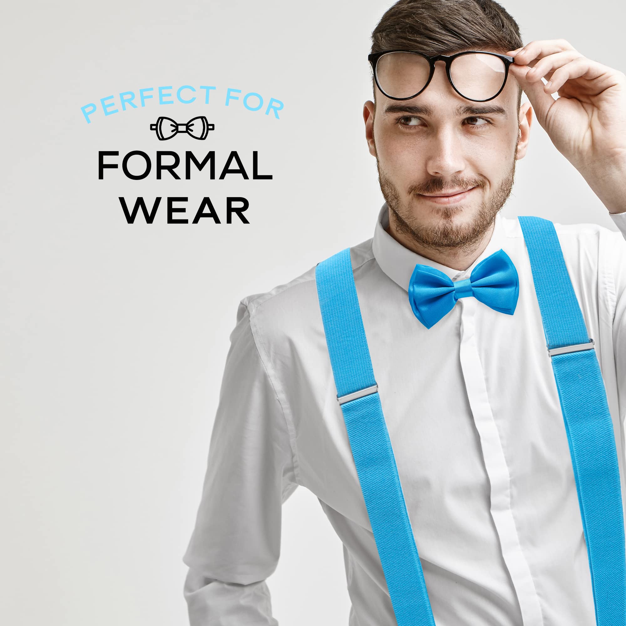 Man of Men - Bowtie & Suspender Set - Patterned Colors (Black & Blue Checkered)