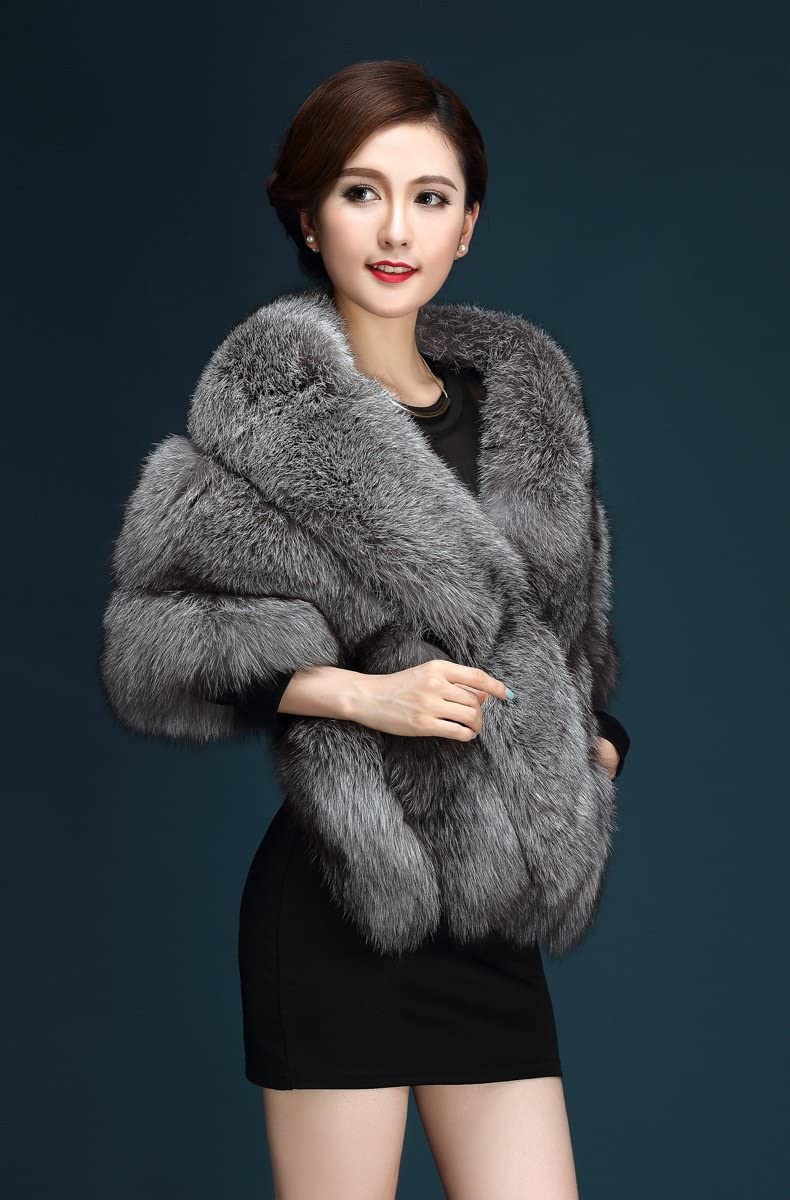 Shawls and Wraps for Evening Dresses Bridal Faux Fur Shawl Wrap Cape for Wedding Party Bridesmaids Winter