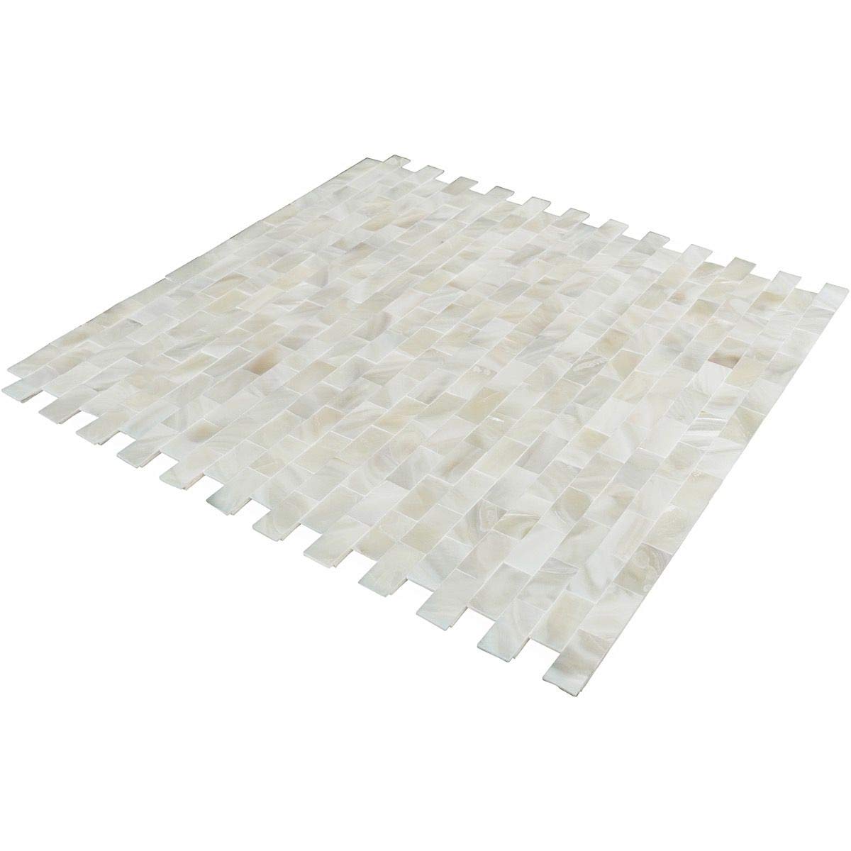 Luxe Core Brick White 3 in. x 6 in. Mother of Pearl Peel and Stick Tile Sample