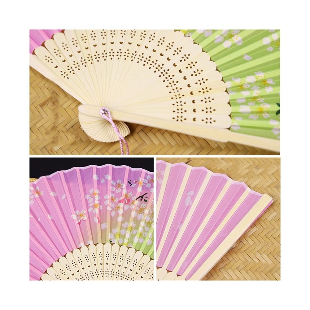 PBLCYUT Chinese Style Fan Pattern Folding Dance Wedding Party Lace Silk Folding Hand Held Flower Fan Women Photo Prop Tool Art Craft (Color : 11)