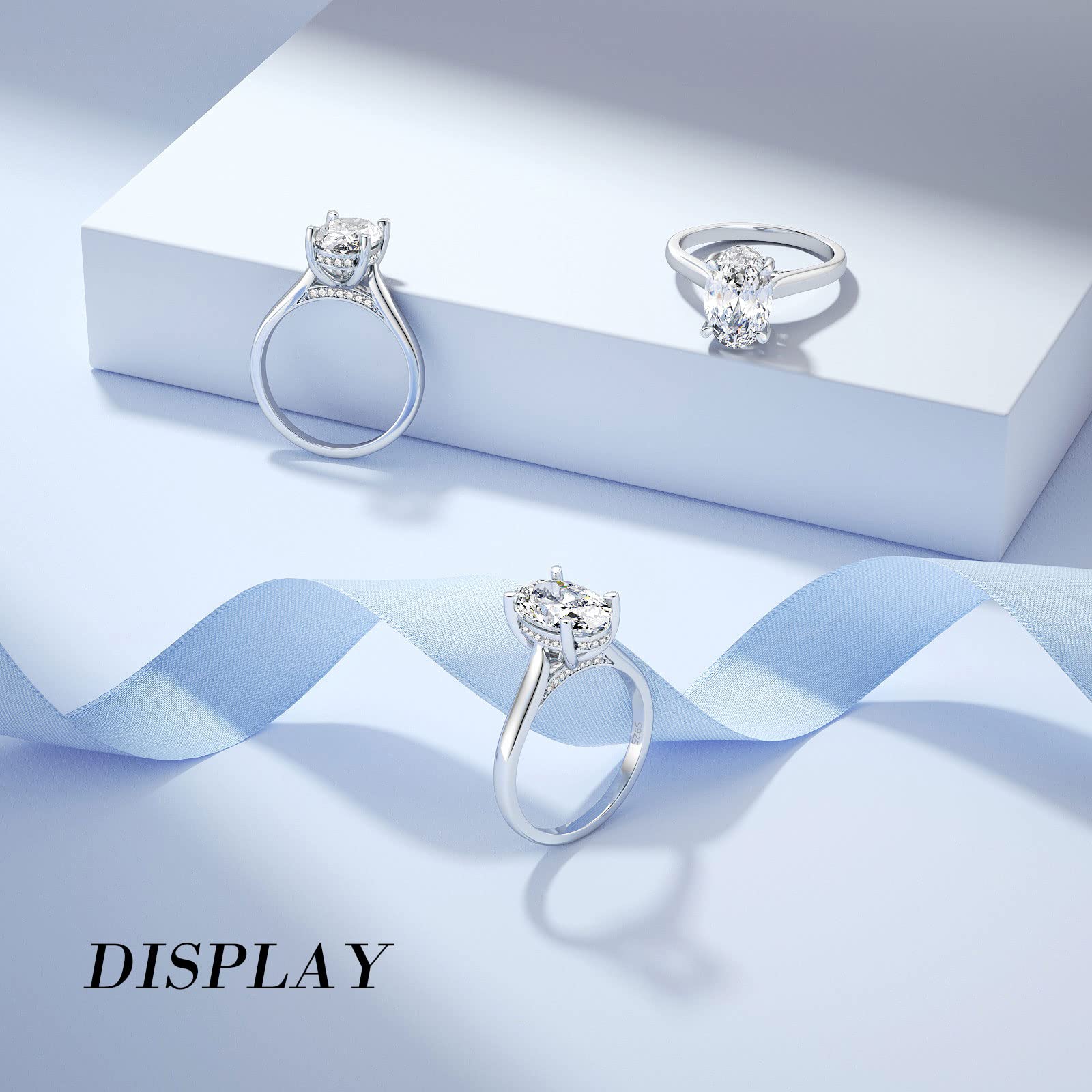 SEVENWELL Sterling Silver Engagement Ring for Women | Wedding Ring for Women | Oval Womens Fake Engagement Ring