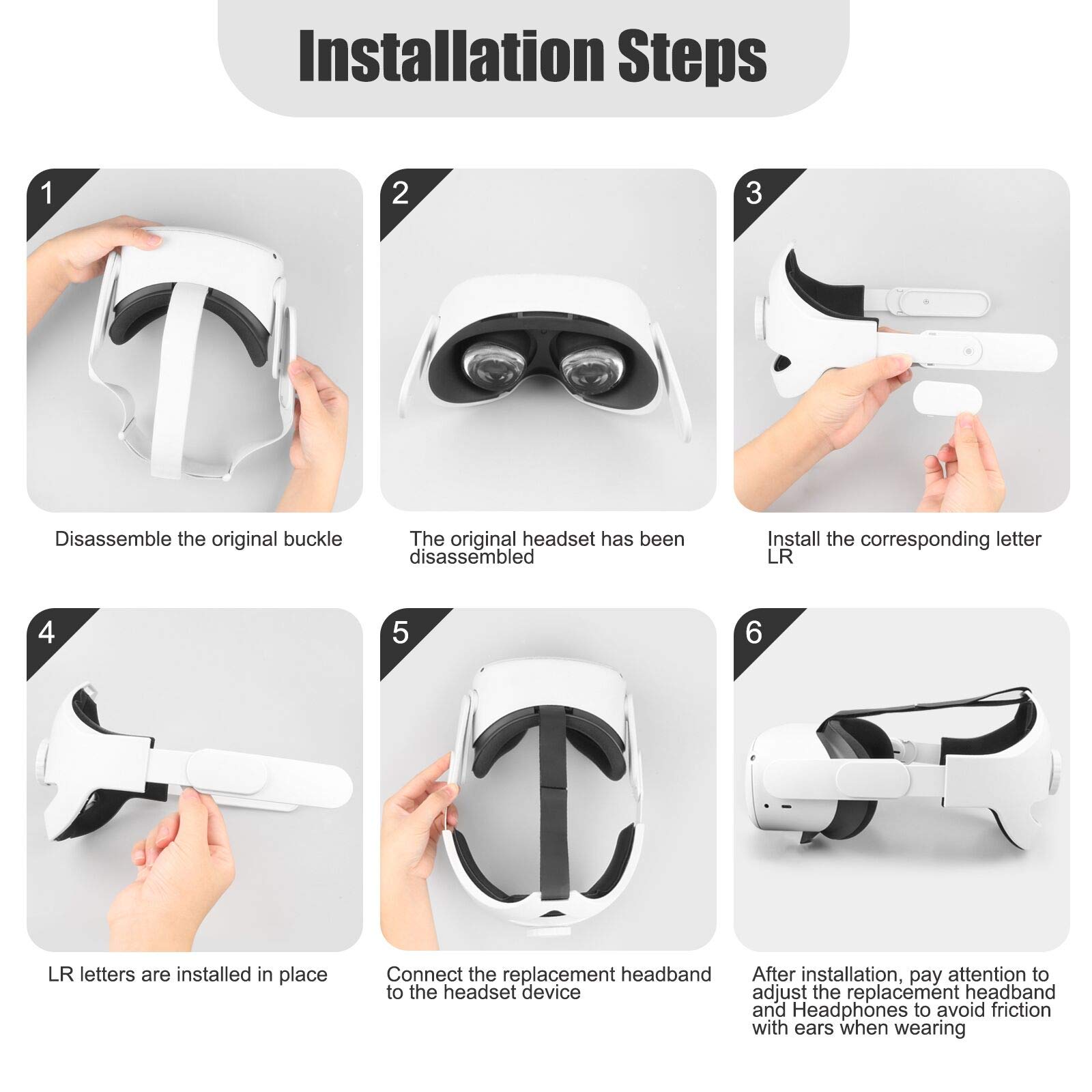 MASiKEN Advanced 6-in-1 Accessories Compatible for Meta/Oculus Quest 2 - Head Strap with Carrying Case,Face Cushion,Controller Grips Cover, Enhanced Support and Comfort in VR,Travel Bundle