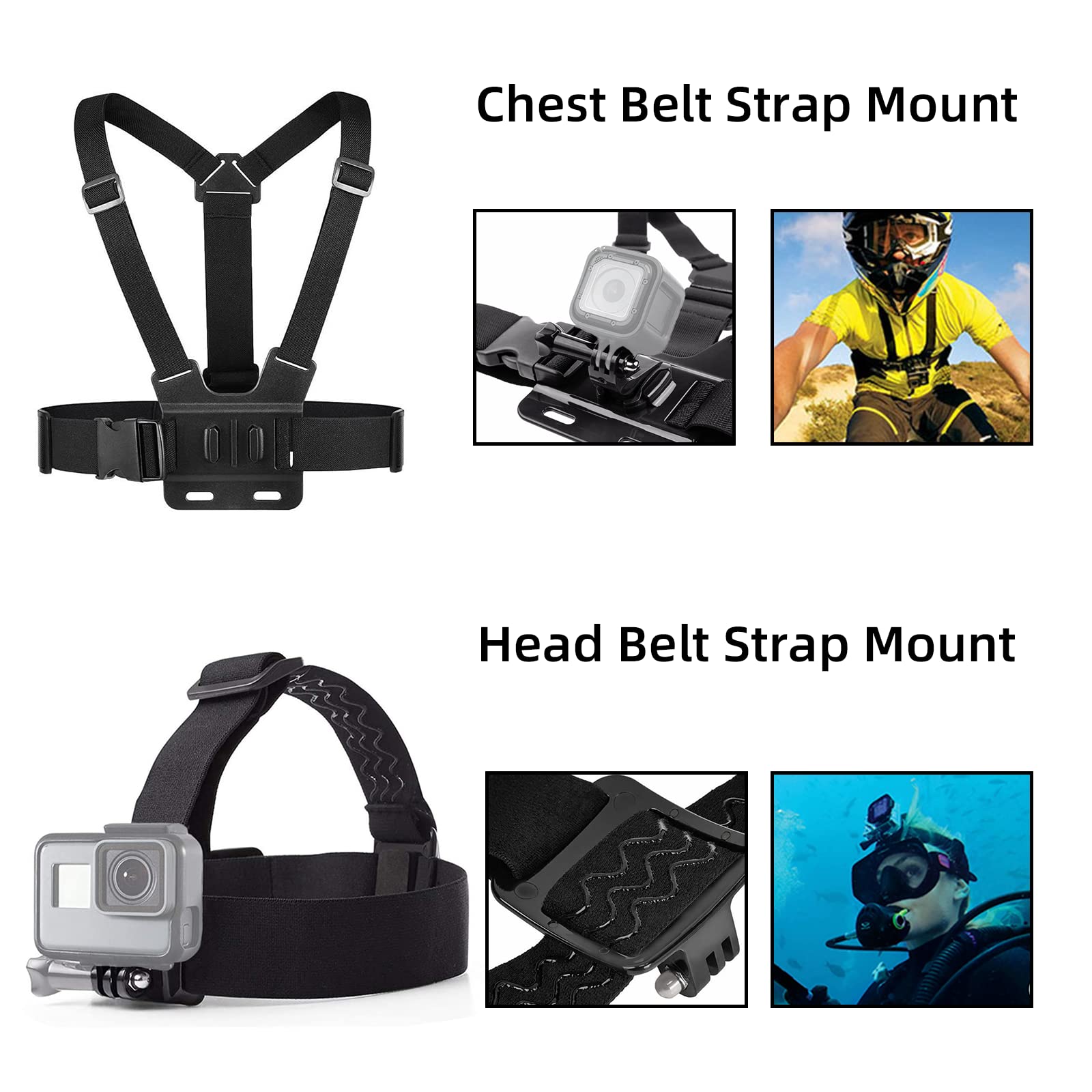 kitway Action Camera Accessories Kit Compatible with GoPro Max, HERO10/9/8/7/6/5/4/3+/3/2/1,EK7000/Wewdigi EV5000/DBpower N6/Crosstour, and More (32 in 1 Accessories)