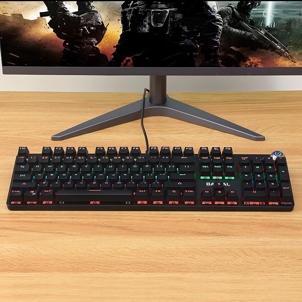 unband 104 Key Mechanical Keyboard RGB Backlight USB Wired Game Keyboard Ergonomic Gaming Keyboard Suitable for PC Gamers