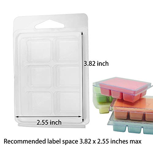 MILIVIXAY Wax Melt Containers-6 Cavity Clear Empty Plastic Wax Melt Molds-25 Packs Cubes Clamshells for Tarts Wax Melts.